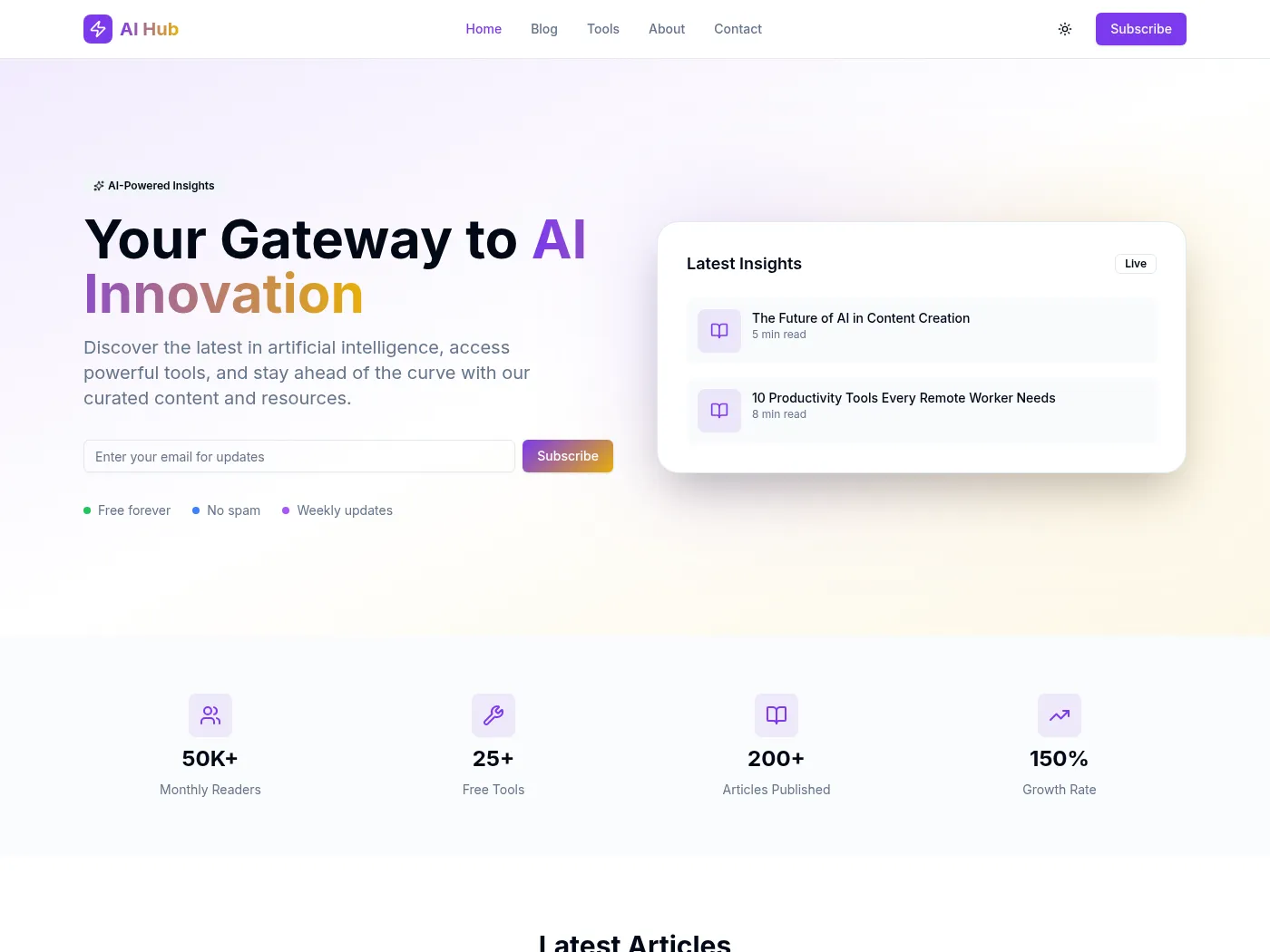 AI Newsletter & Tools Hub