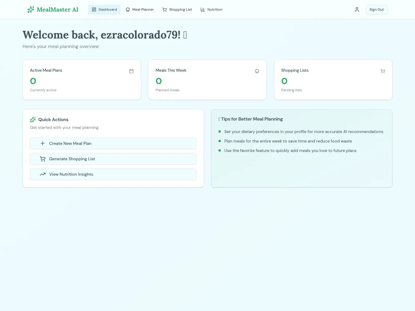 AI-Powered Personal Meal Planner Web App