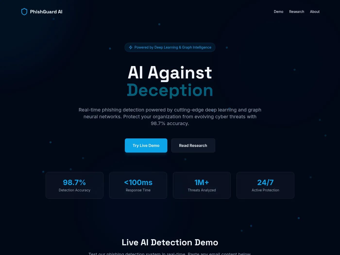 Real-Time AI-Powered Phishing Detection Platform Website