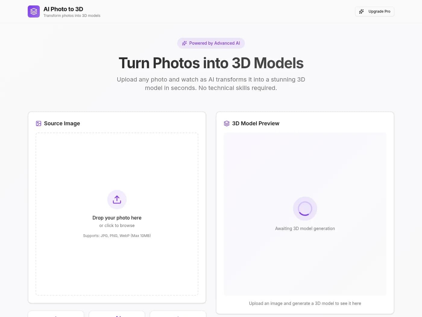 AI Photo to 3D Model Website