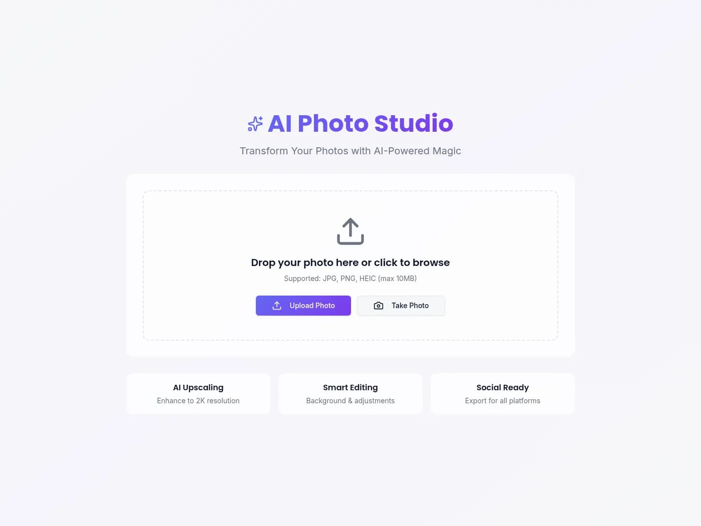 AI Photo Studio: Next-Gen AI-Powered Web App for Social Media-Ready Photo Editing
