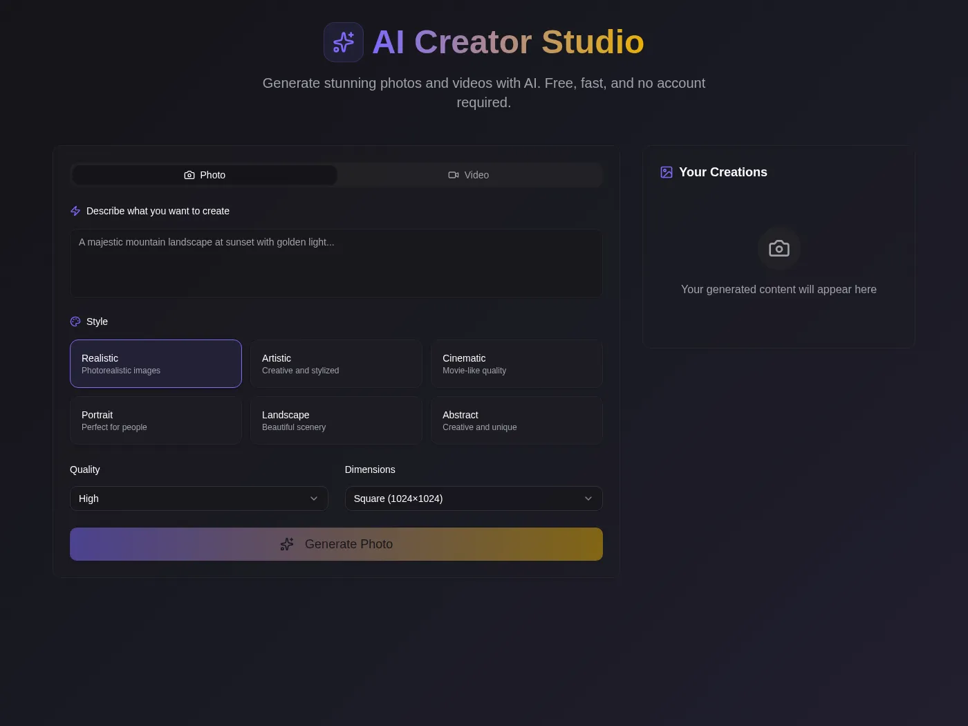 AI Photo and Video Generator