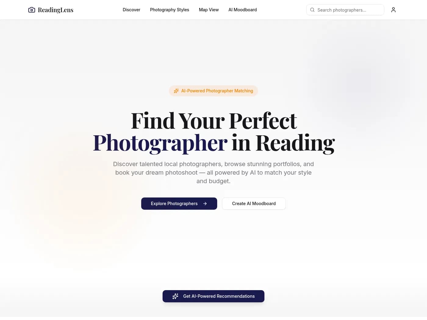 AI-Powered Photographer Finder for Reading, Berkshire