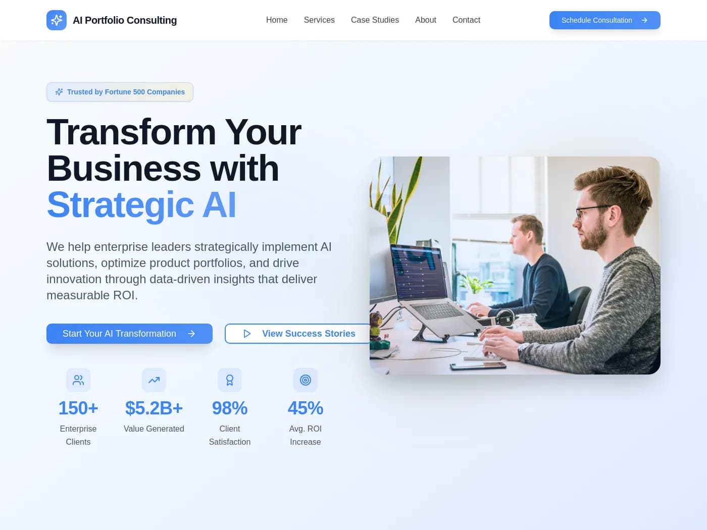 AI Product Portfolio Consulting Website