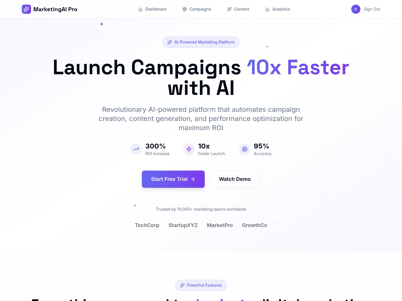 AI-Powered Digital Marketing Website