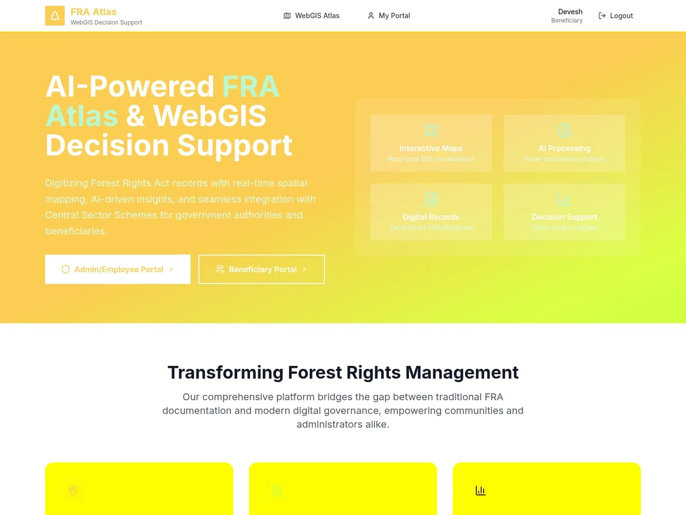 AI-Powered FRA Atlas & WebGIS Decision Support System