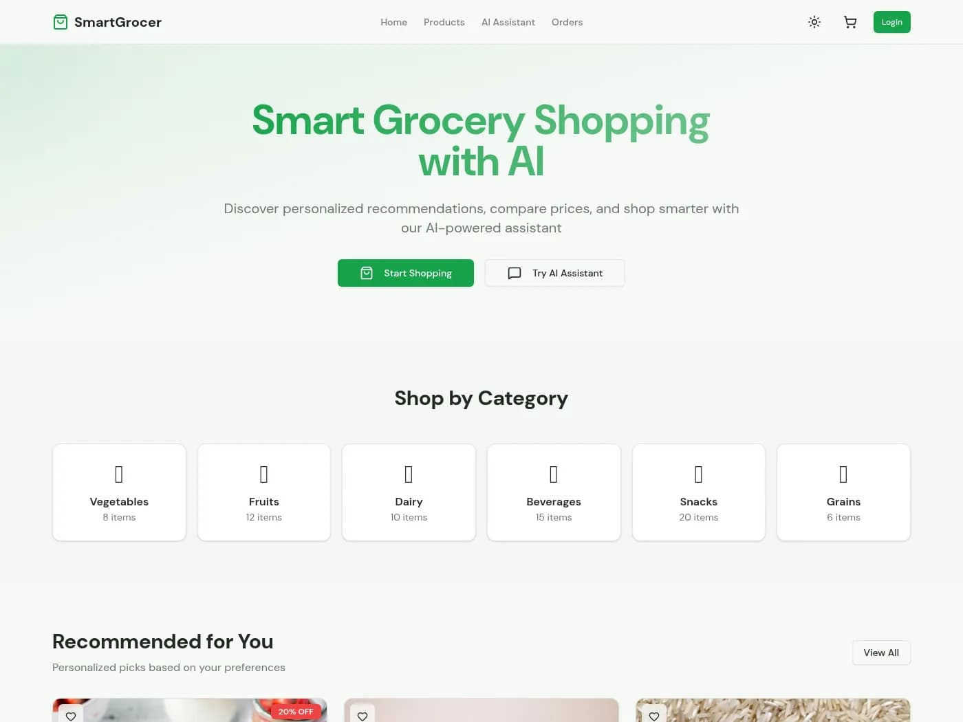 AI Powered Grocery Shopping Web Application