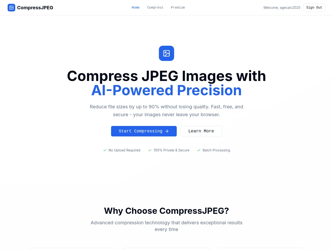 AI-Powered JPEG Image Compression Web App