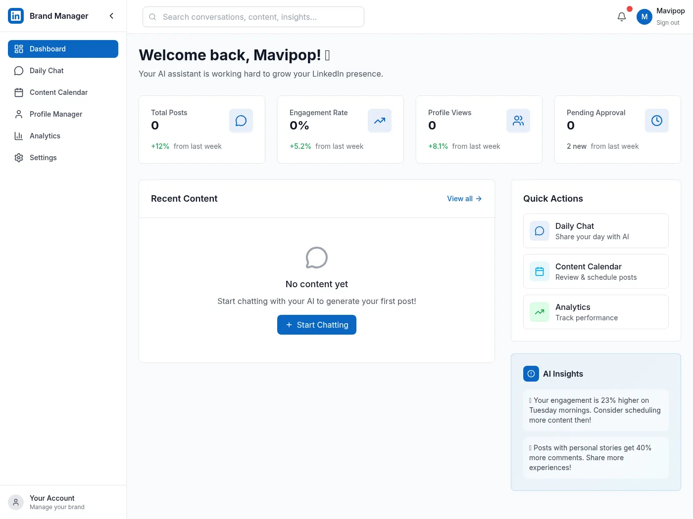 AI-Powered LinkedIn Personal Brand Manager