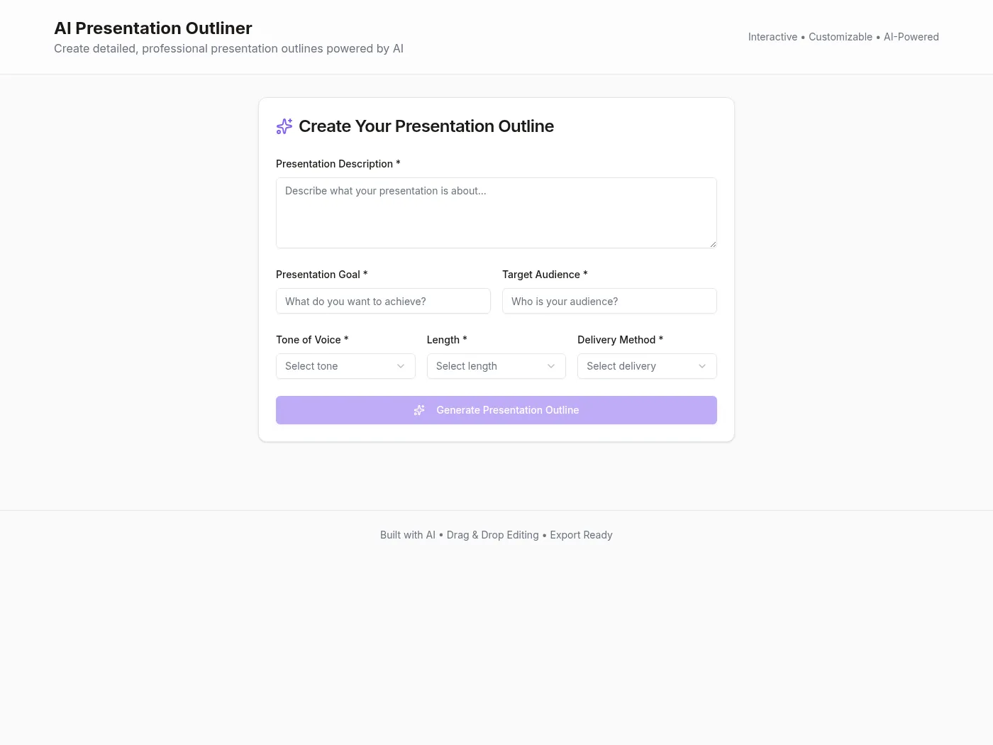 Interactive AI-Powered Presentation Outliner