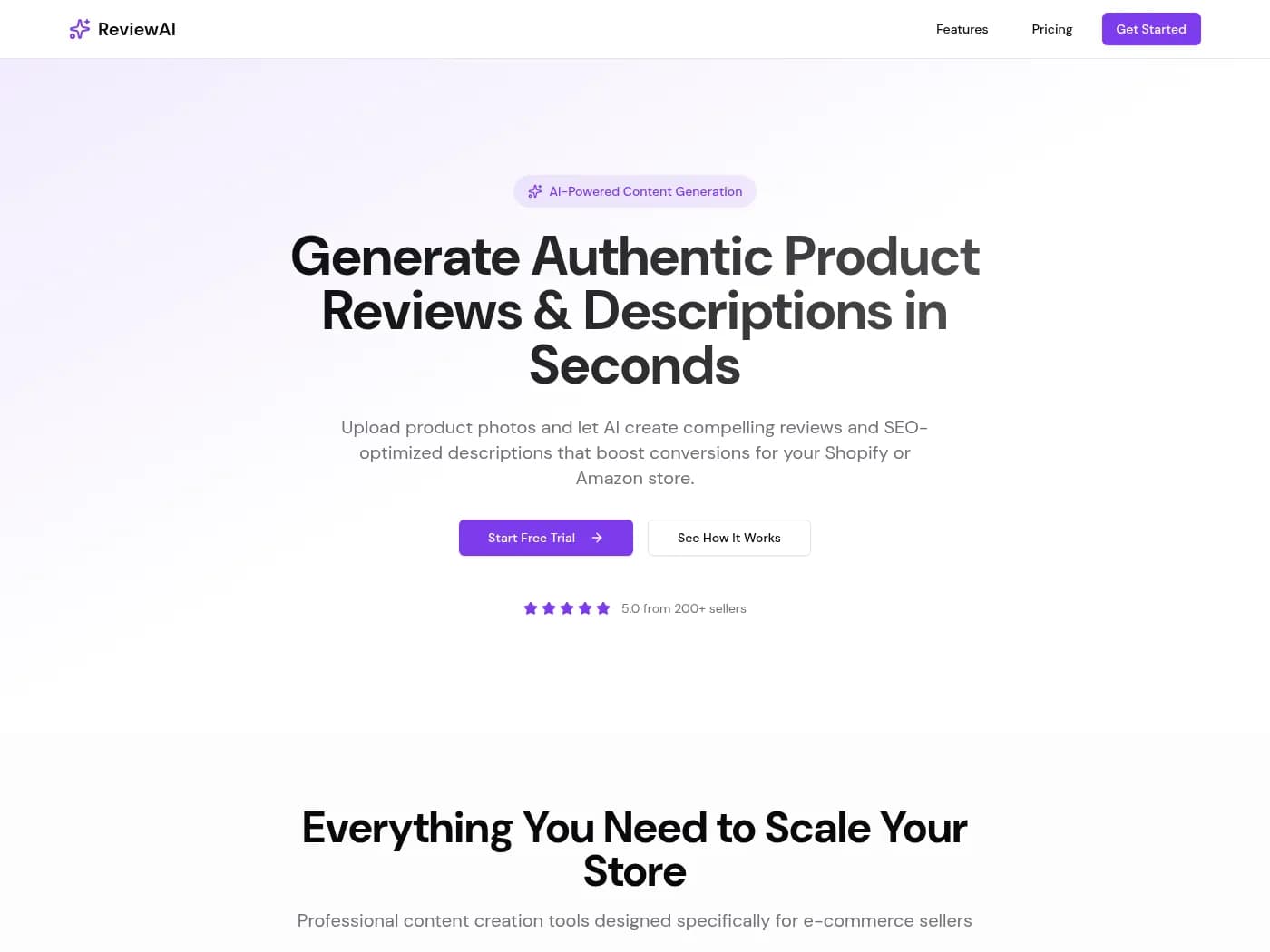 AI Product Review & Description Generator for E-Commerce Sellers