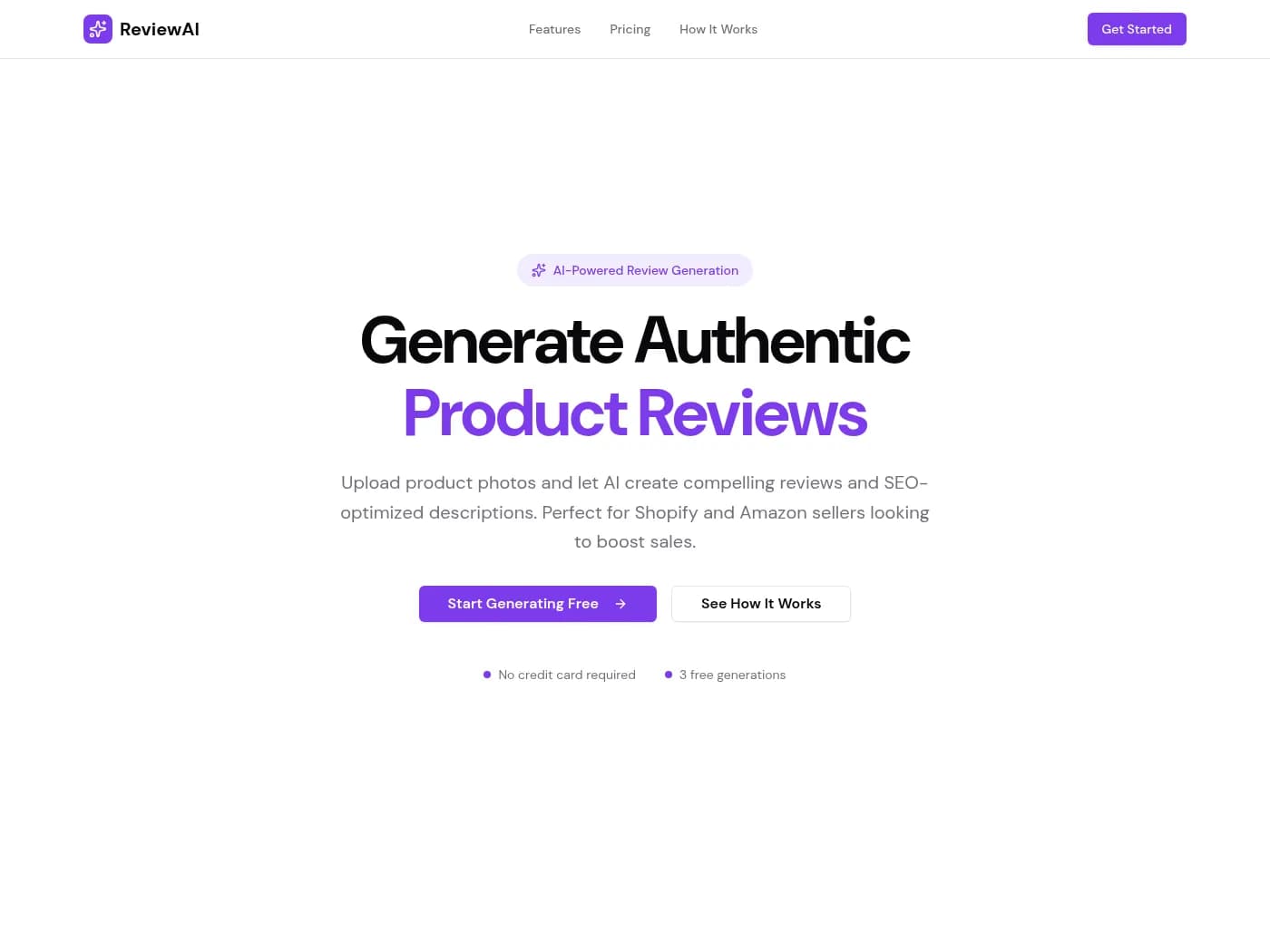 AI Product Review Generator Platform for E-Commerce Sellers