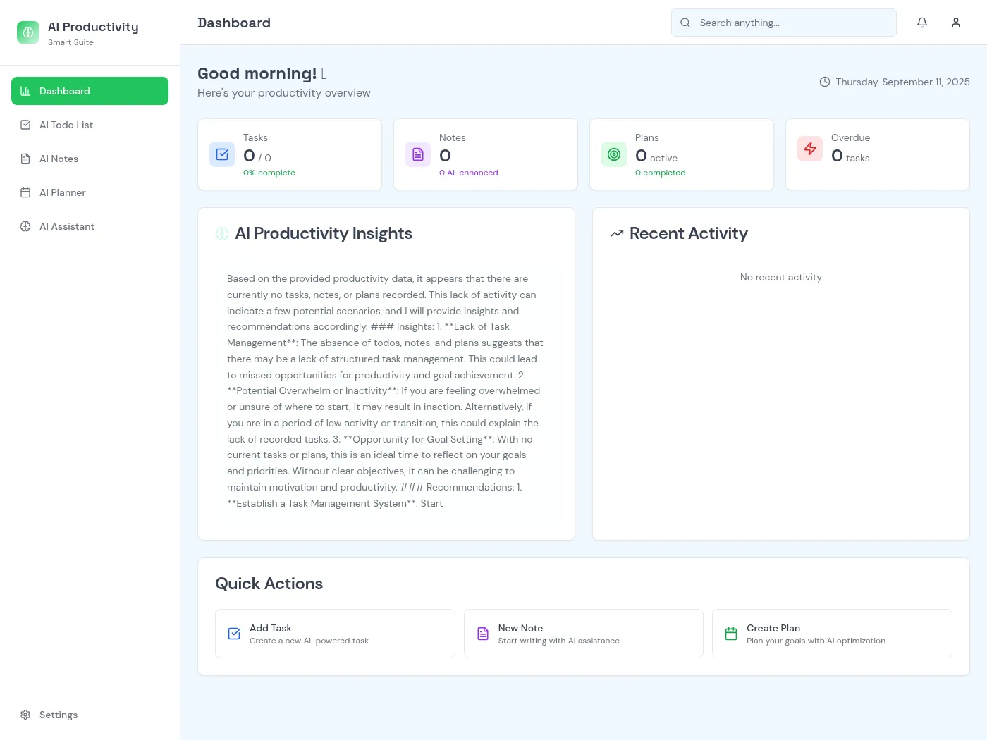 AI Productivity Suite: Smart To-Do, Notes, and Planner