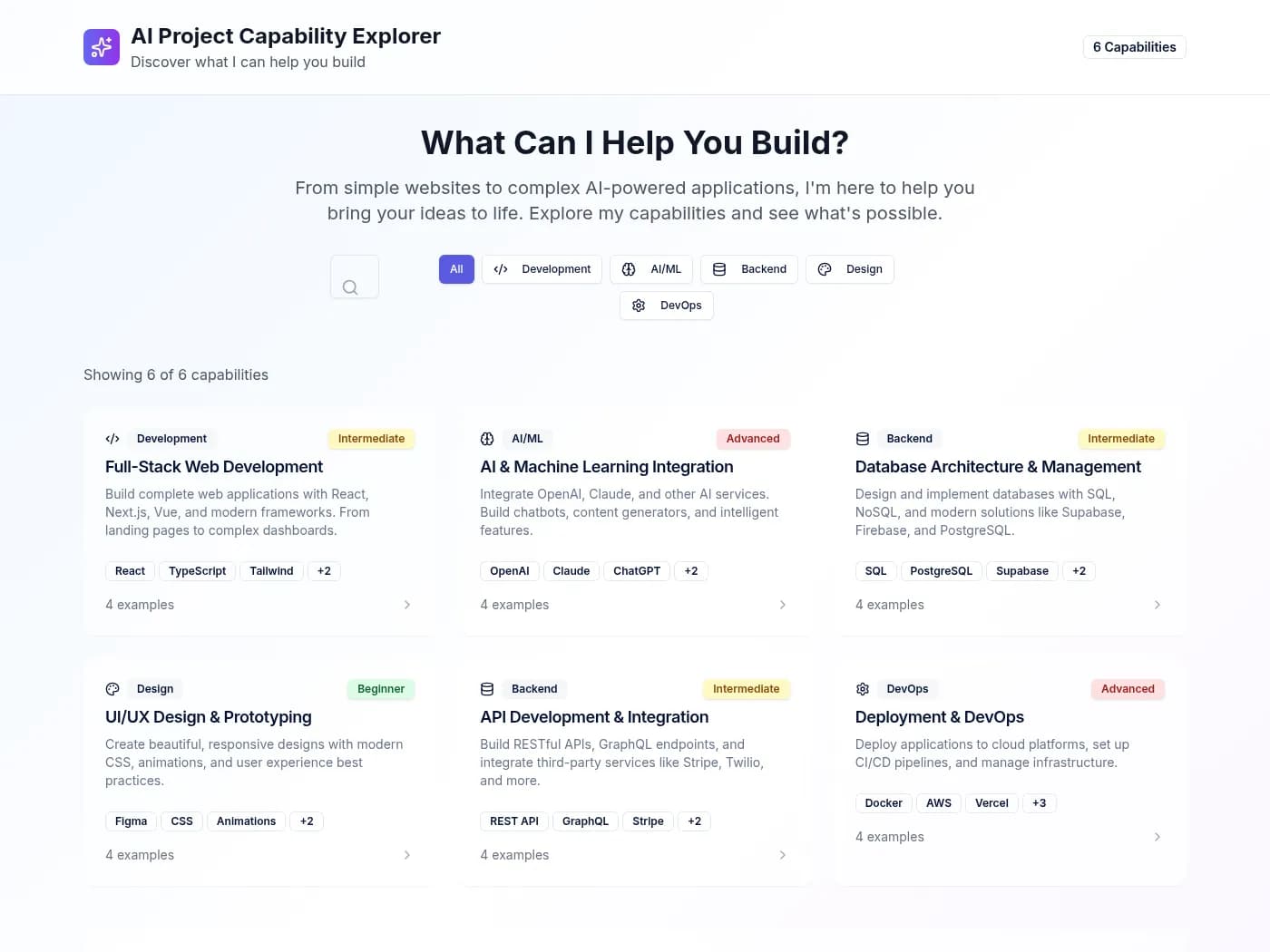 AI Project Capability Explorer