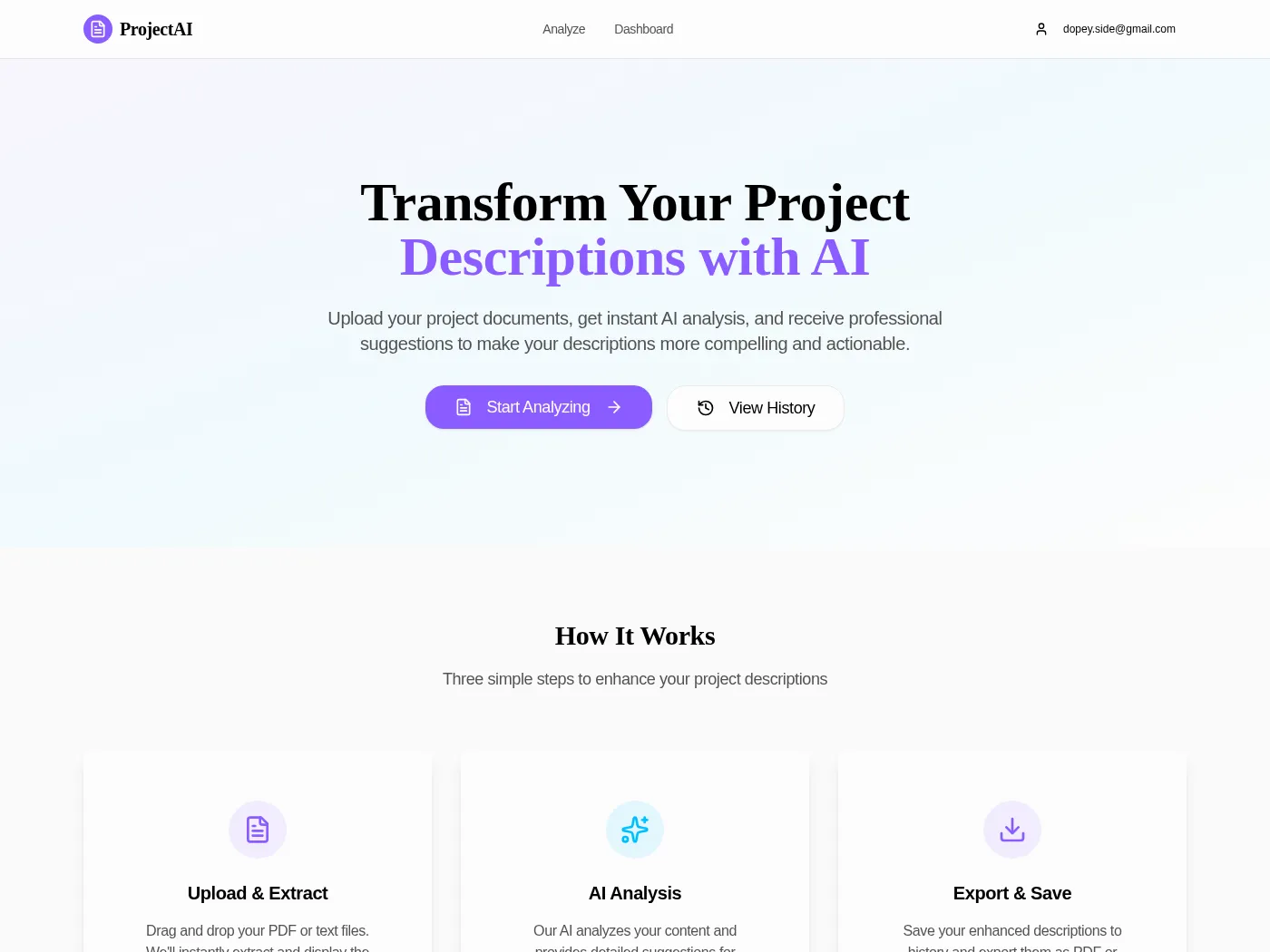 AI Project Description Analyzer & Enhancer
