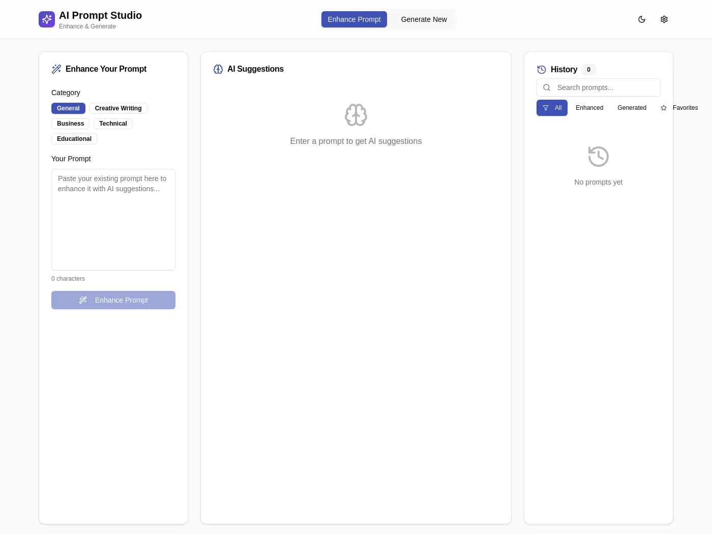AI Prompt Enhancer & Generator Web App