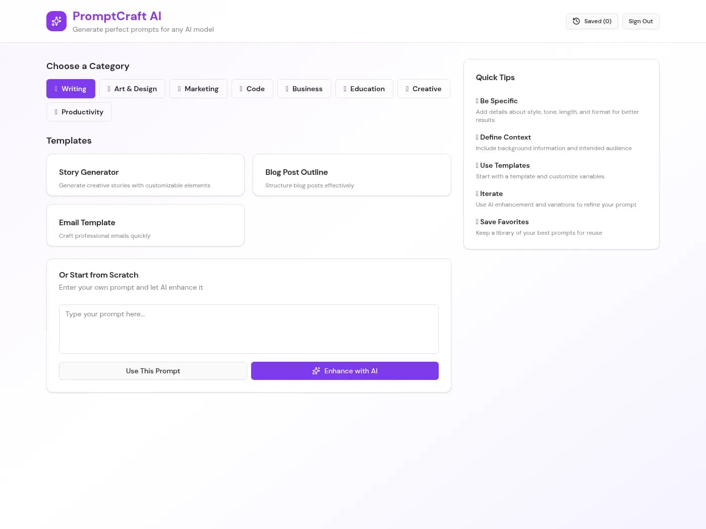 AI Prompt Suggestion Web App