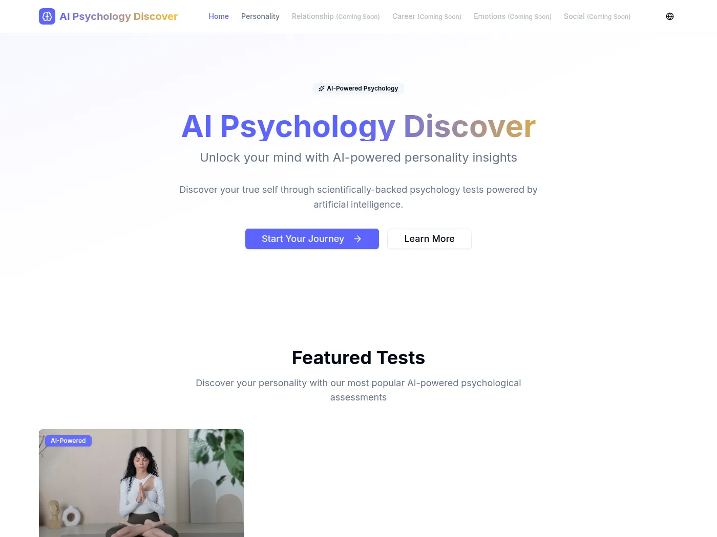 AI-Powered Psychology Discover Website