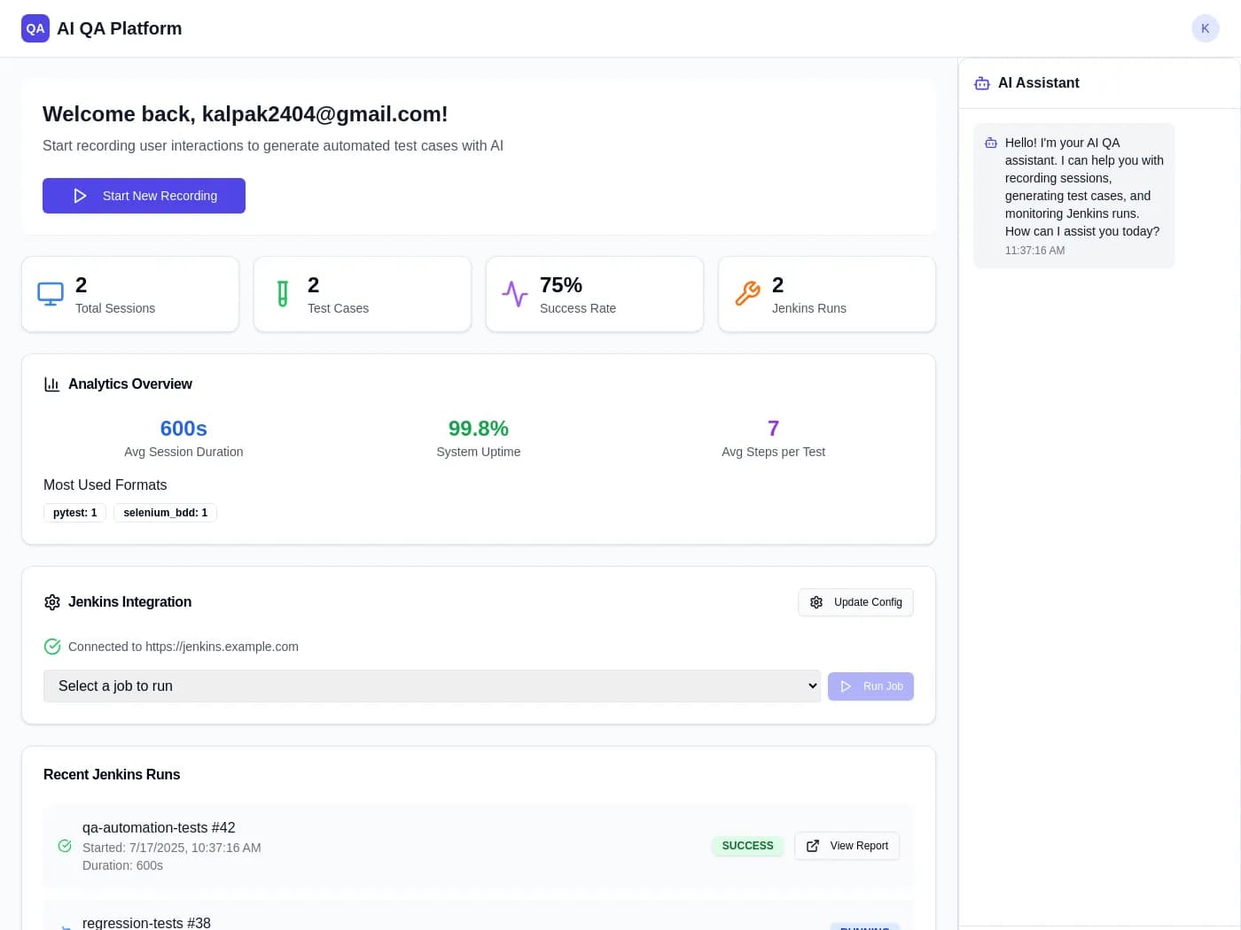 AI QA Test Case Generator & Automation Platform