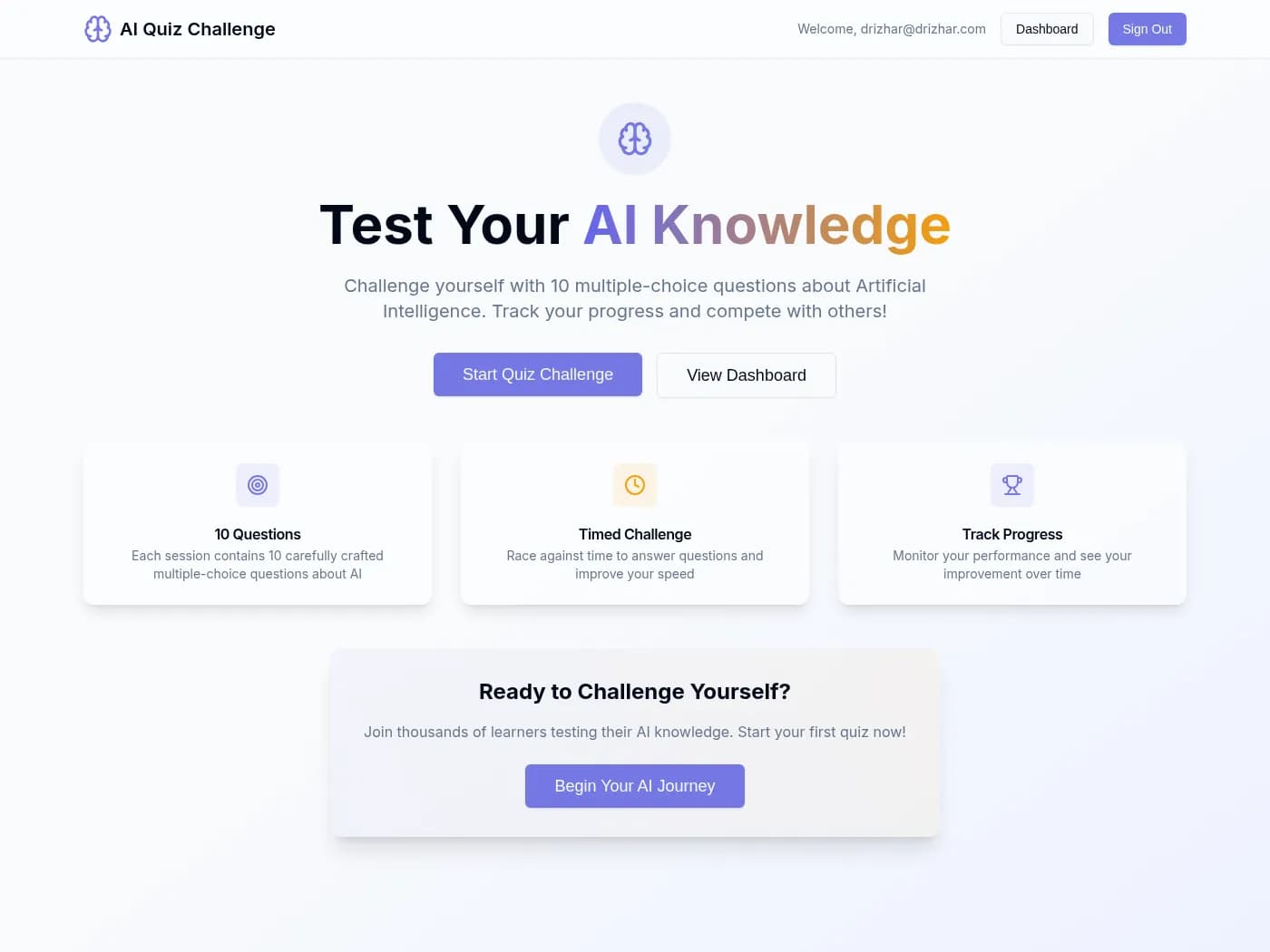 AI Quiz Flashcard Challenge
