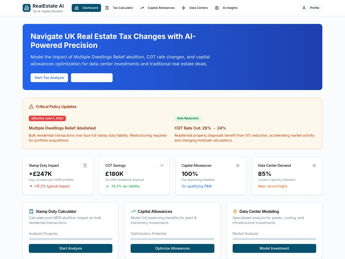 AI-Powered Real Estate Tax & Capital Allowances Modeler