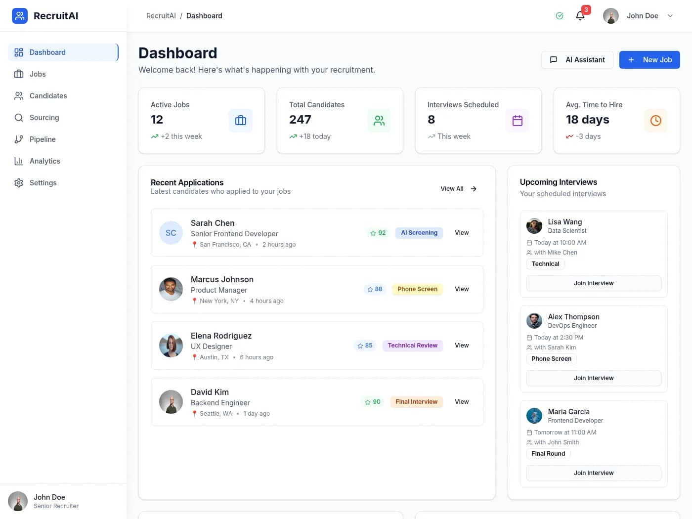 AI-Powered Recruitment ATS with Automated Screening and LinkedIn-Style Sourcing