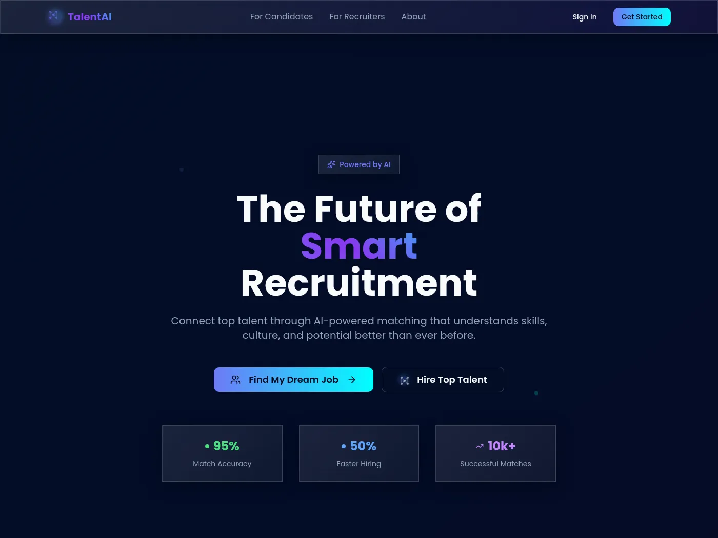 AI Recruitment Platform – Futuristic SaaS UI MVP