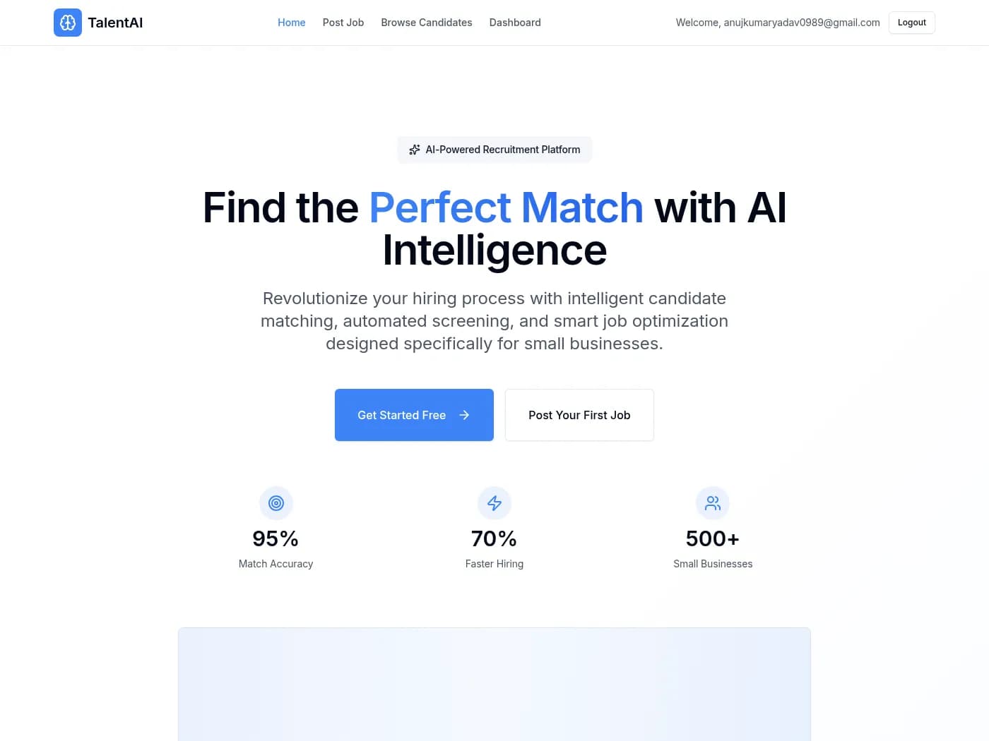 AI-Powered Recruitment Website for Small Businesses