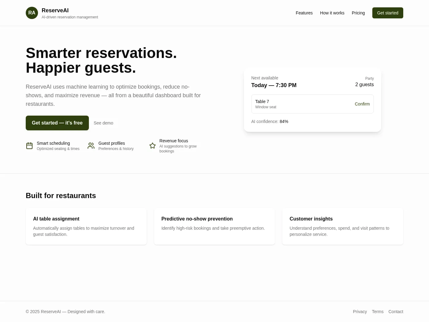 AI-Driven Restaurant Reservation Management Platform