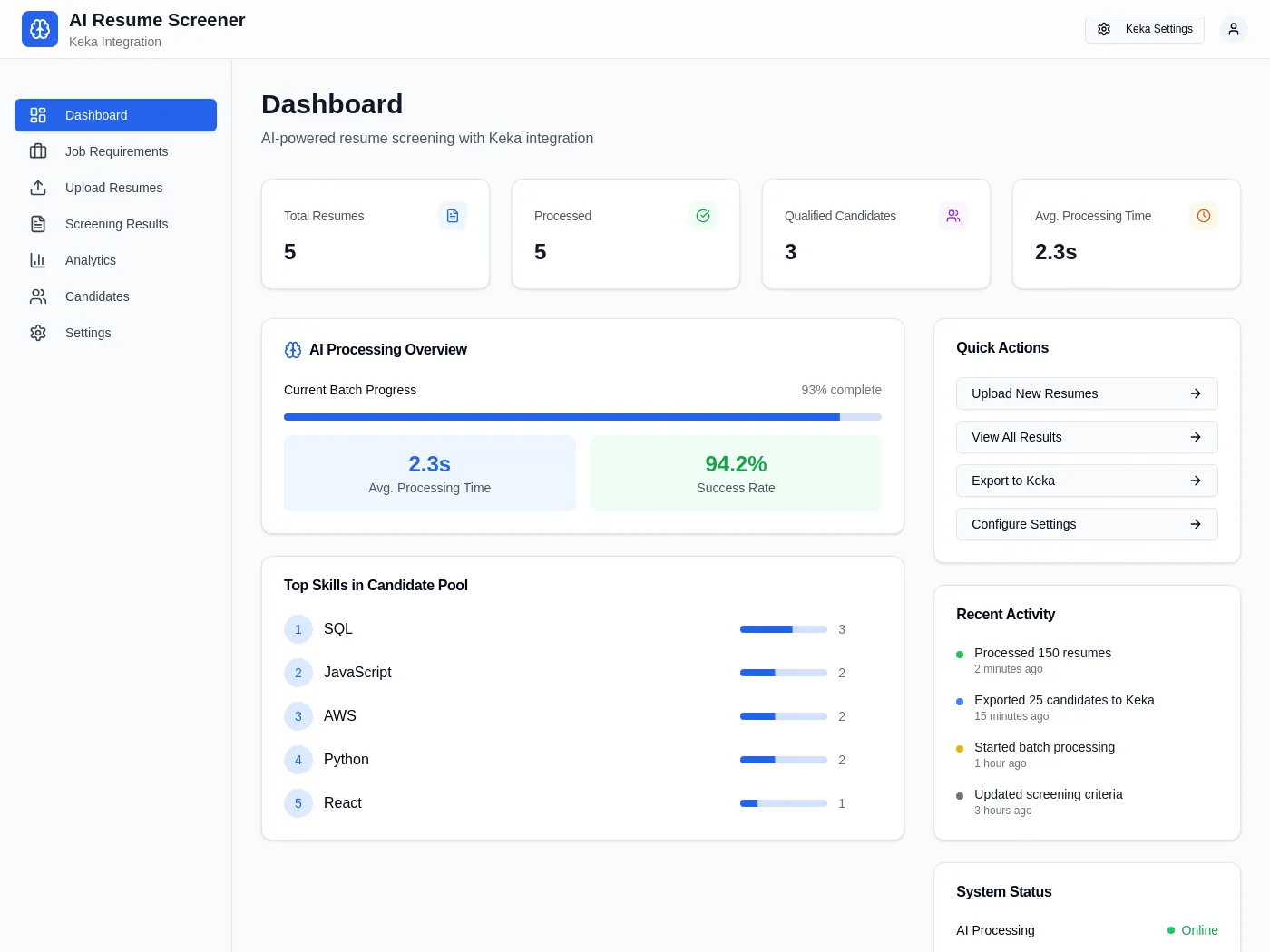 AI Resume Screener with Keka Integration