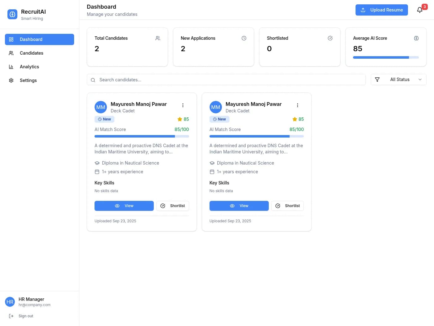 AI Resume Screening Platform
