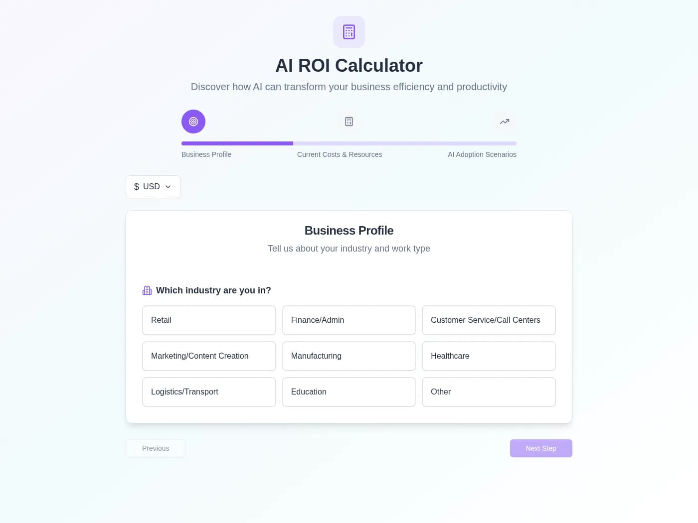 AI ROI Calculator for Business Efficiency & Productivity Insights