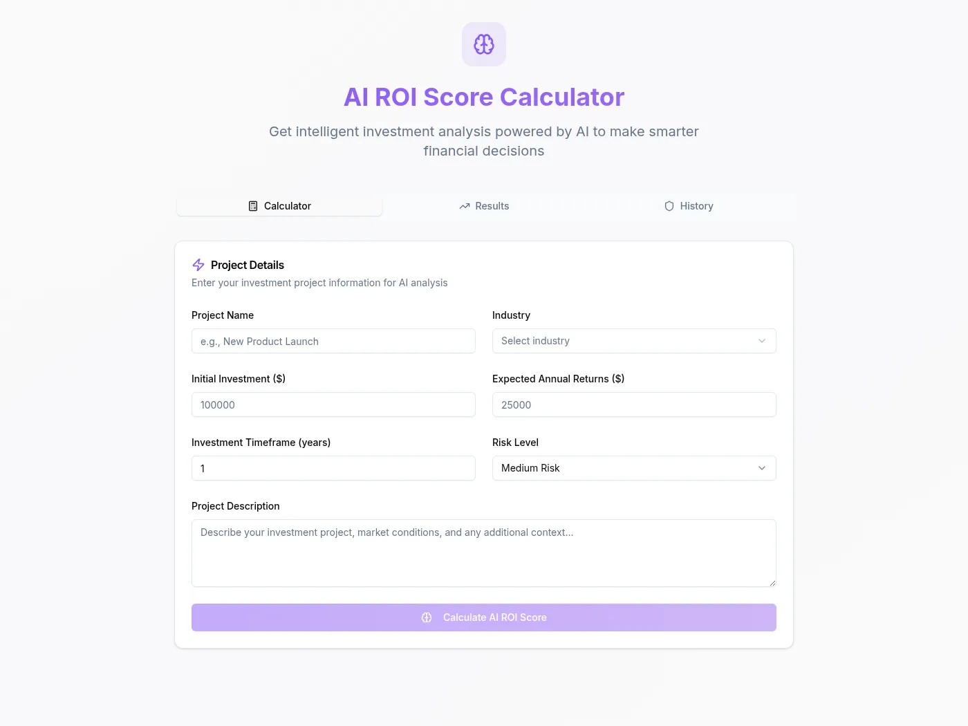 AI-Powered ROI Score Calculator