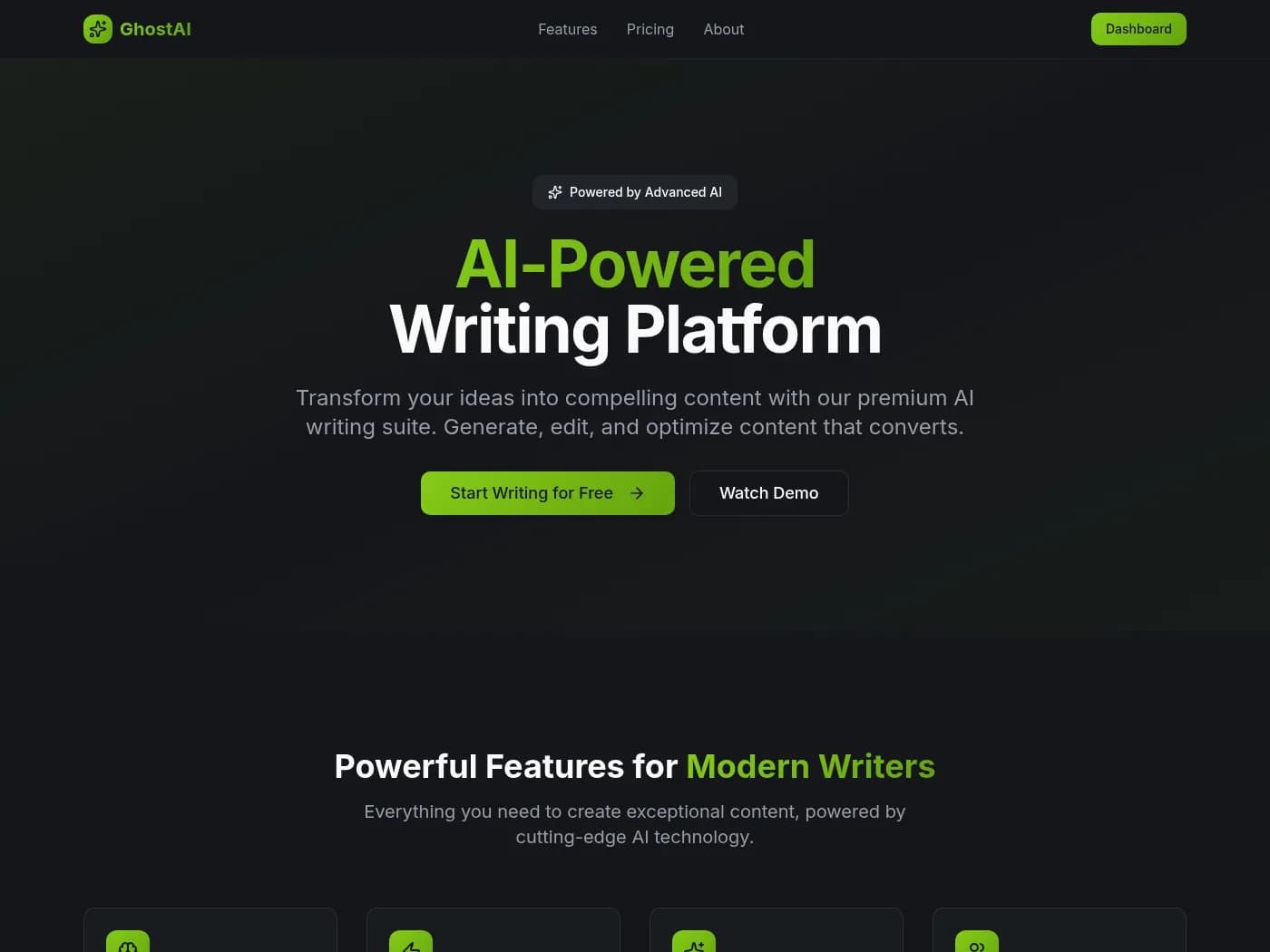 AI SaaS Premium Dark Platform