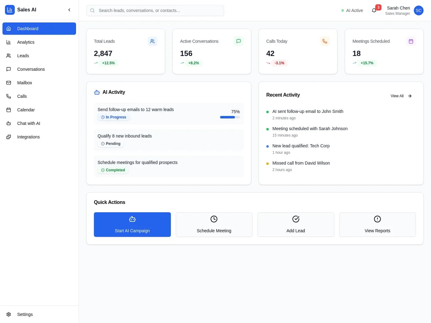 AI Sales Agent Dashboard