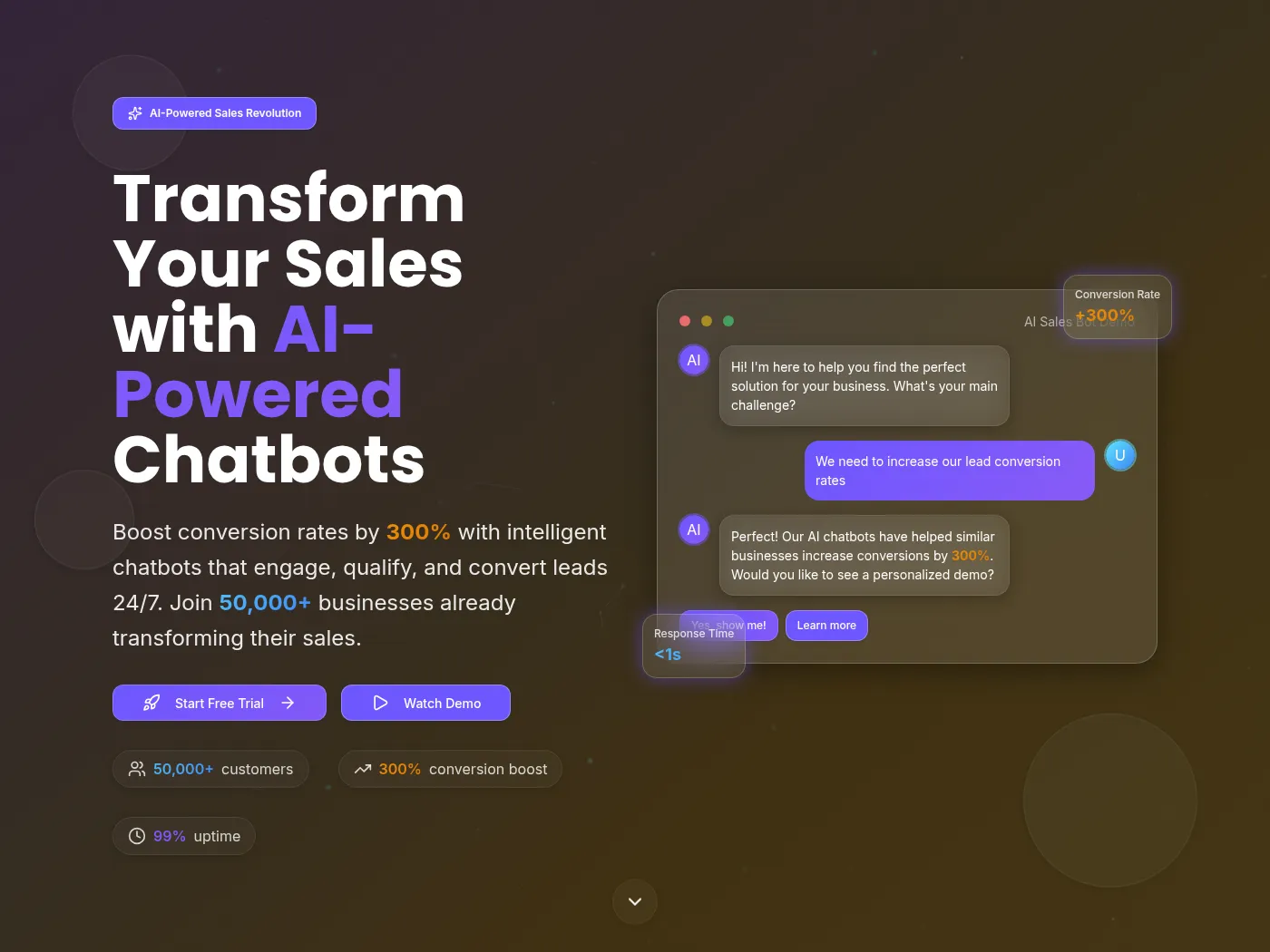 AI Sales Bot Landing Page & Design System