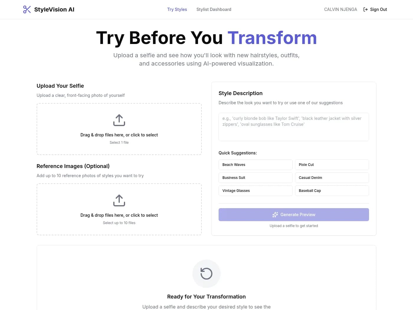AI-Powered Salon & Fashion Visualizer