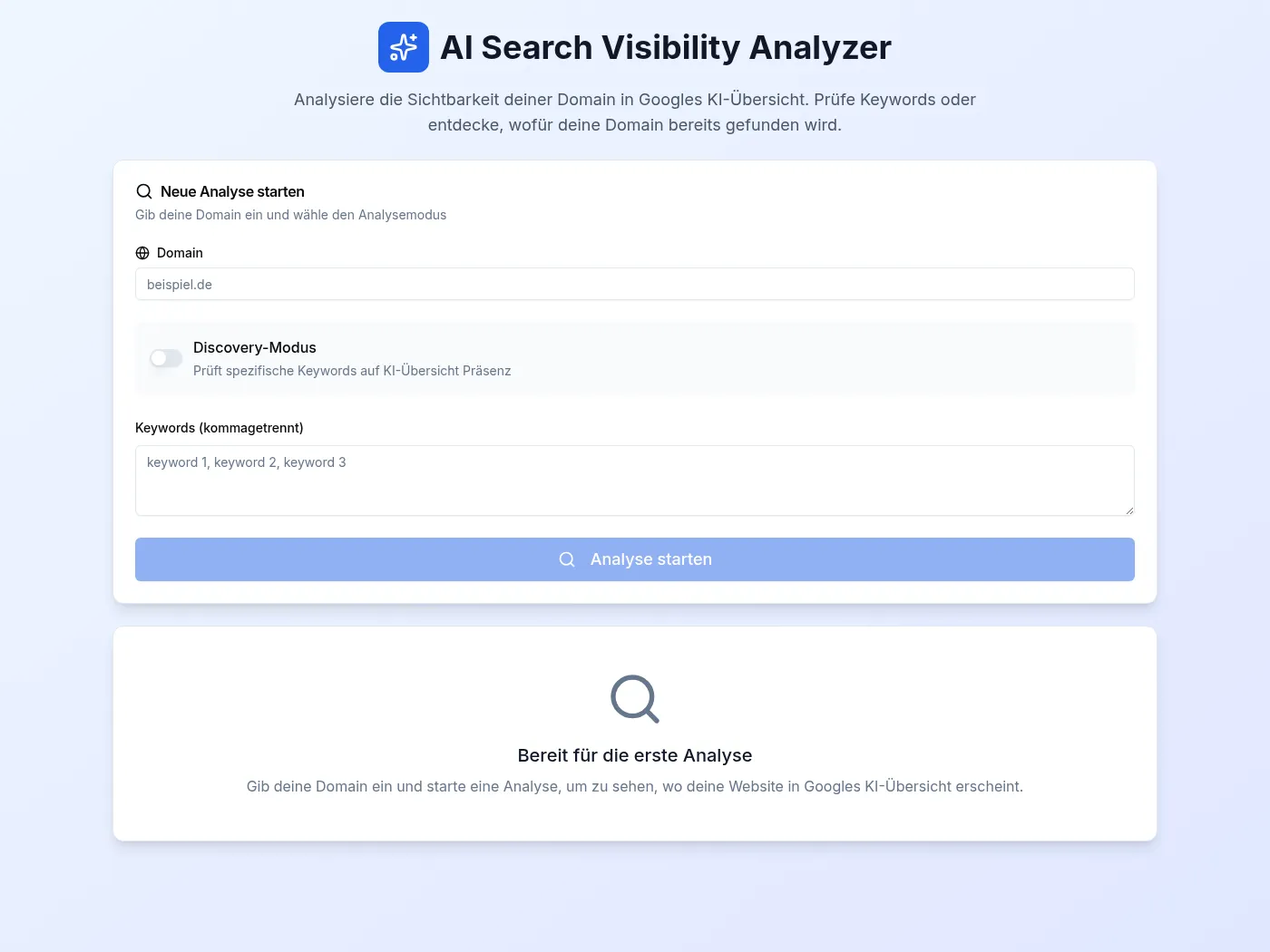 AI Search Visibility Analyzer for Domains & Keywords