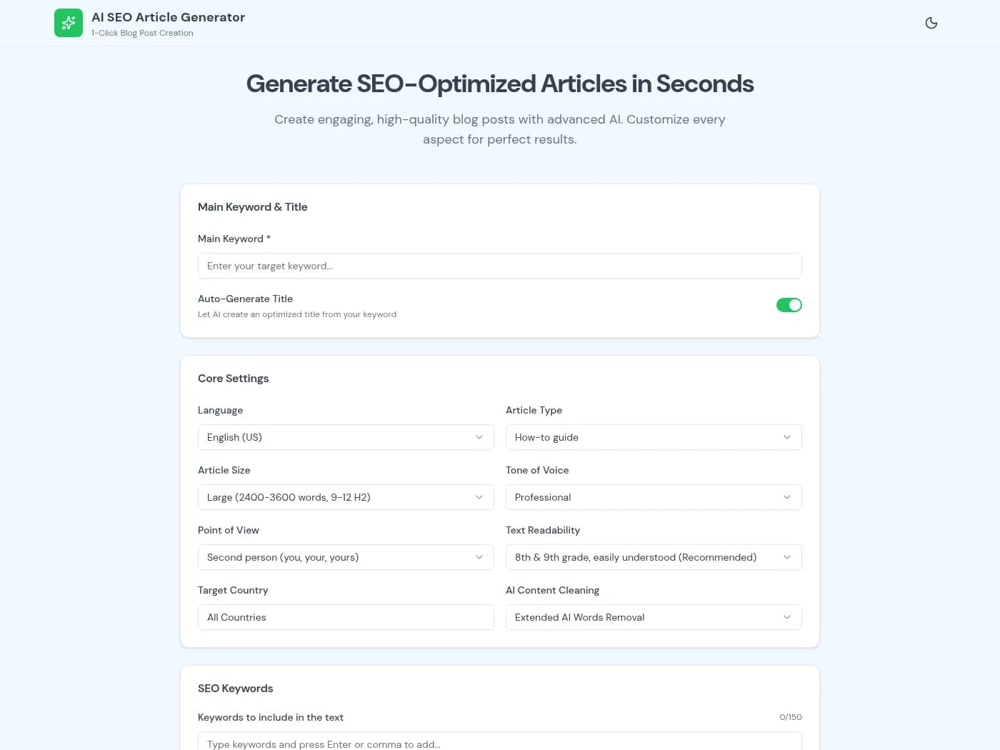 AI-Powered SEO Article Generator