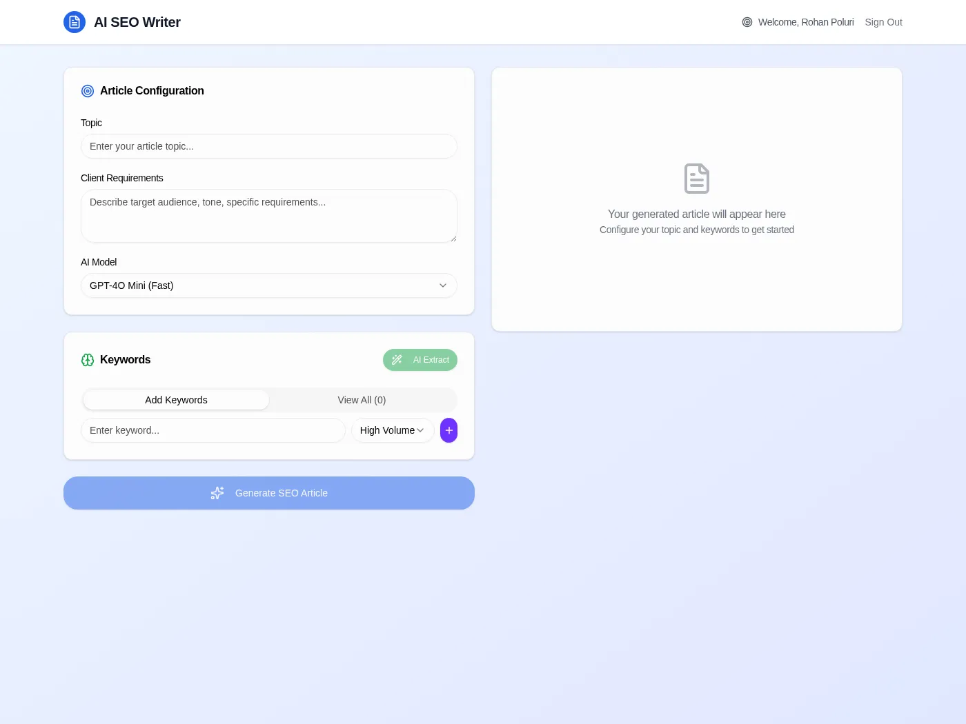 AI SEO Article Writer for Targeted Content Creation