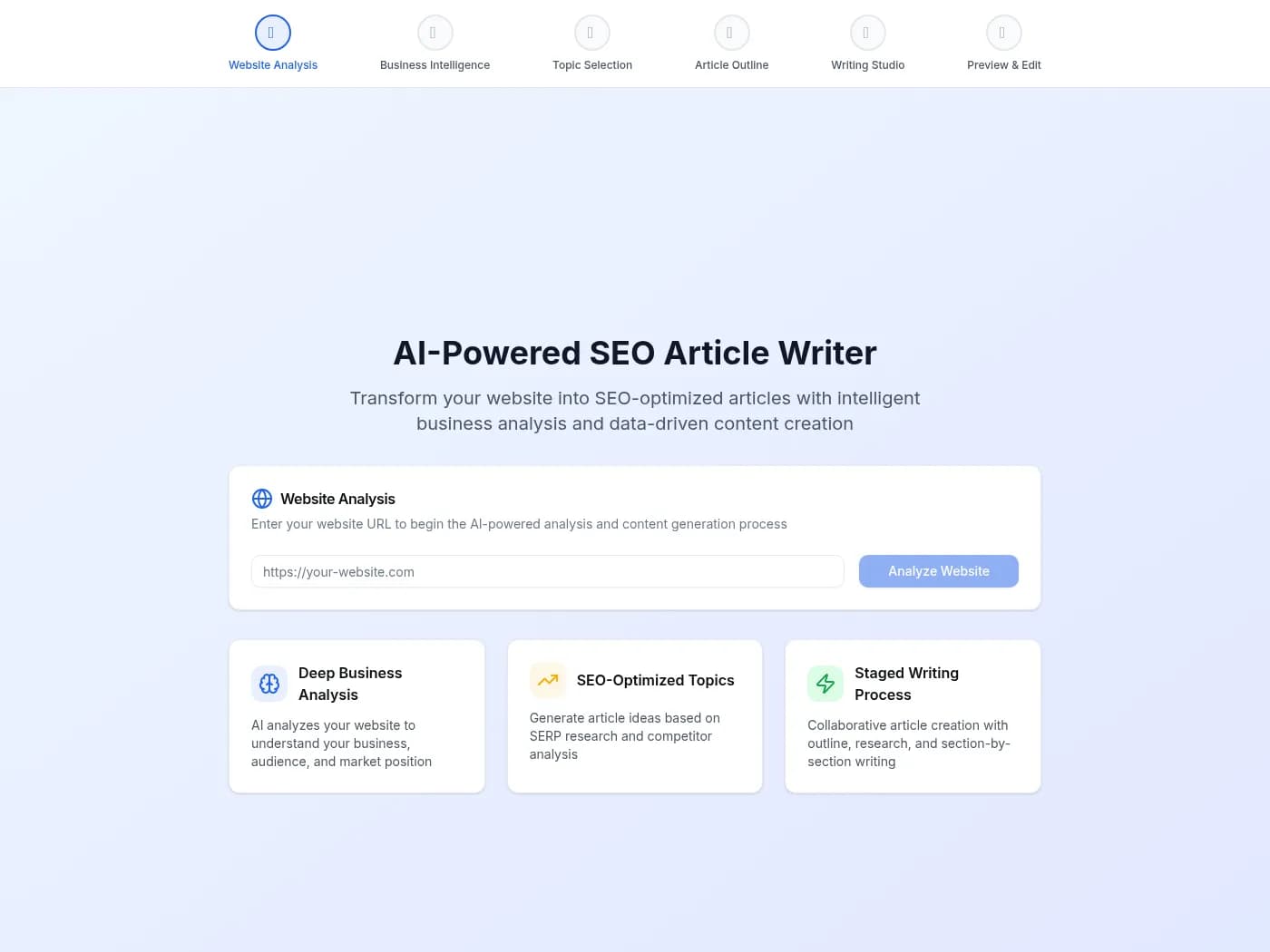 AI-Powered SEO Article Writer & Business Analyzer