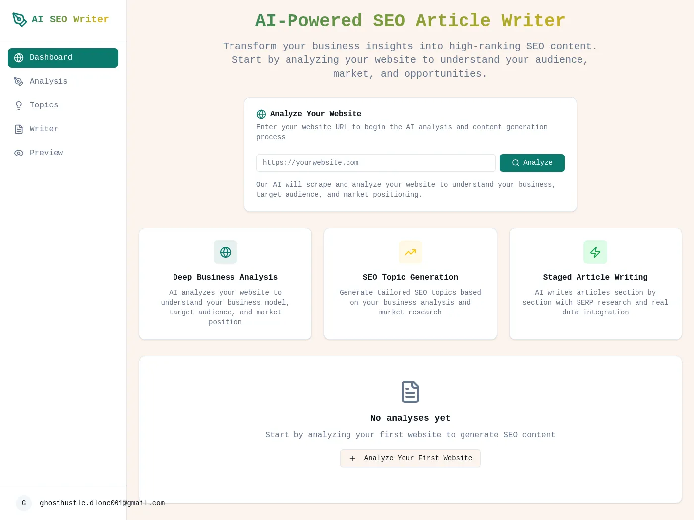 AI-Powered SEO Article Writer & Business Analyzer