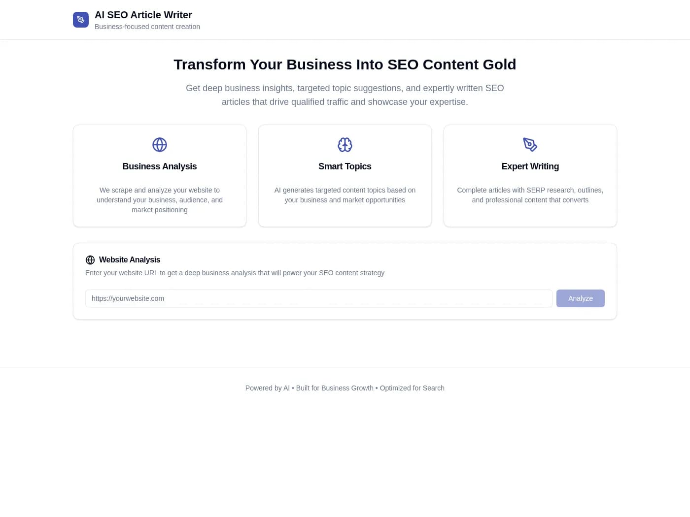 SEO Article Writer with Business Context Analysis