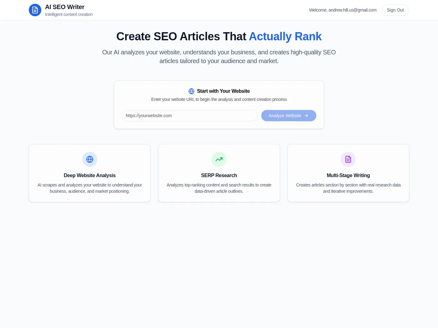 AI-Powered SEO Article Writer & Business Analyzer
