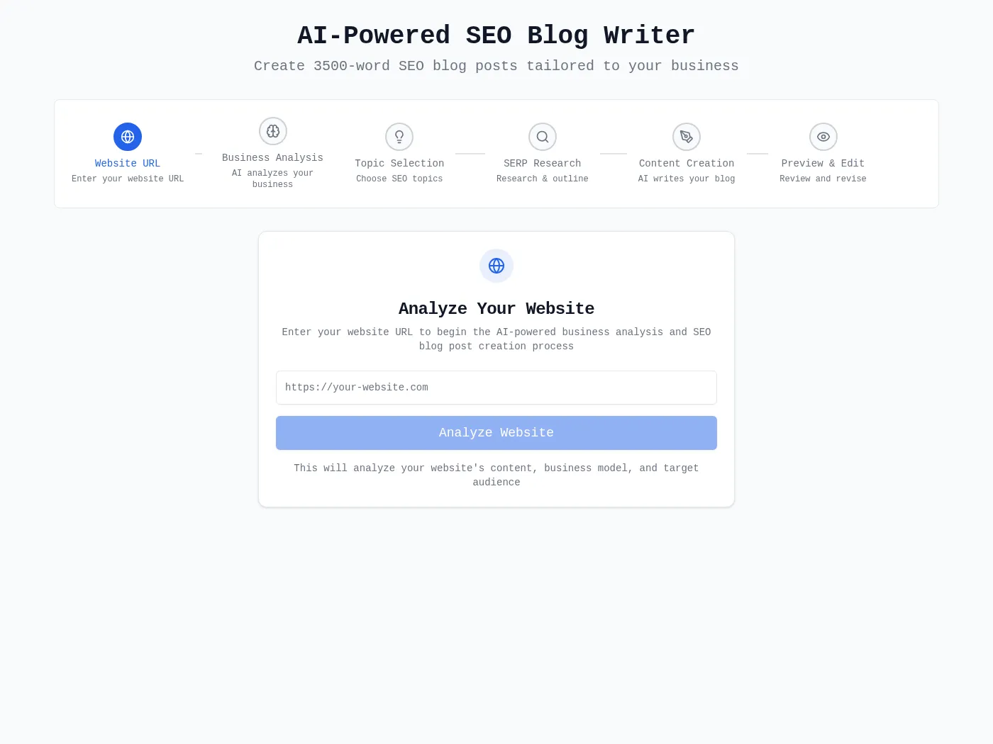 AI-Powered SEO Blog Post Writer & Business Analyzer