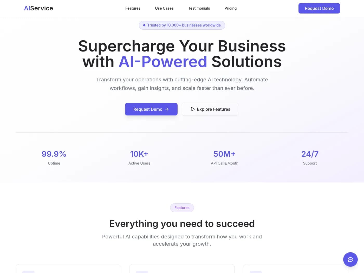 AI Service Landing Page & Chatbot PRDs with Integrated User Flows