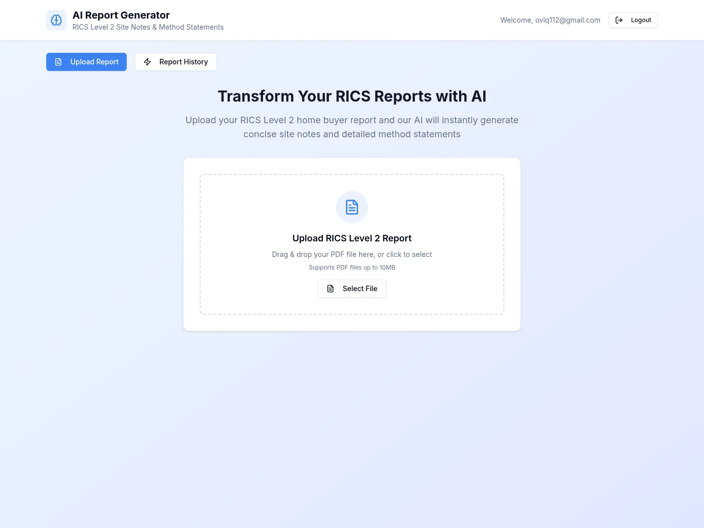 AI-Powered Site Notes and Method Statement Generator for RICS Level 2 Reports