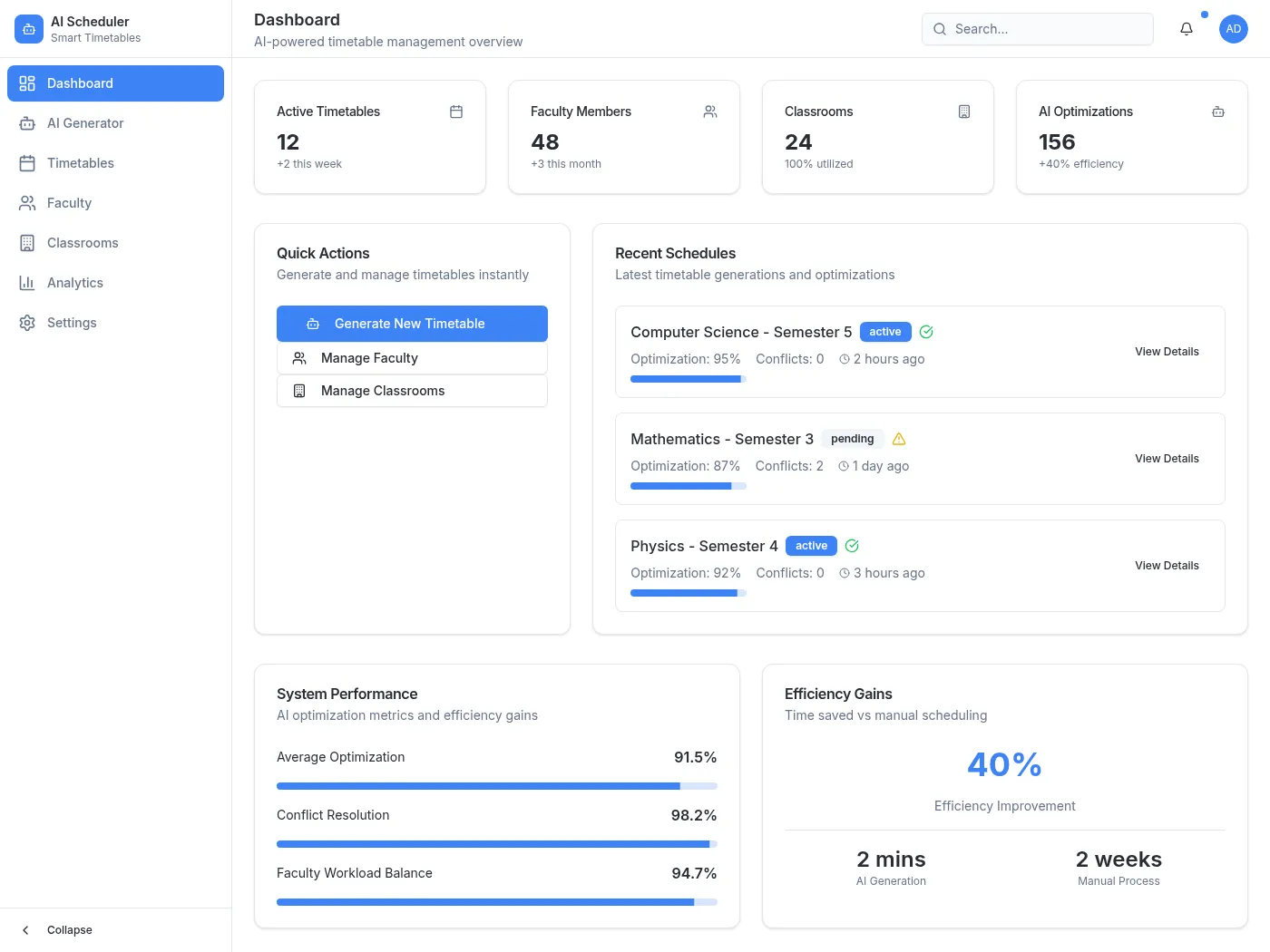 AI Smart Classroom & Timetable Scheduler