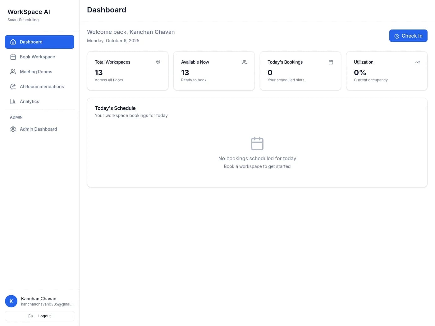 AI Smart Workspace Scheduler