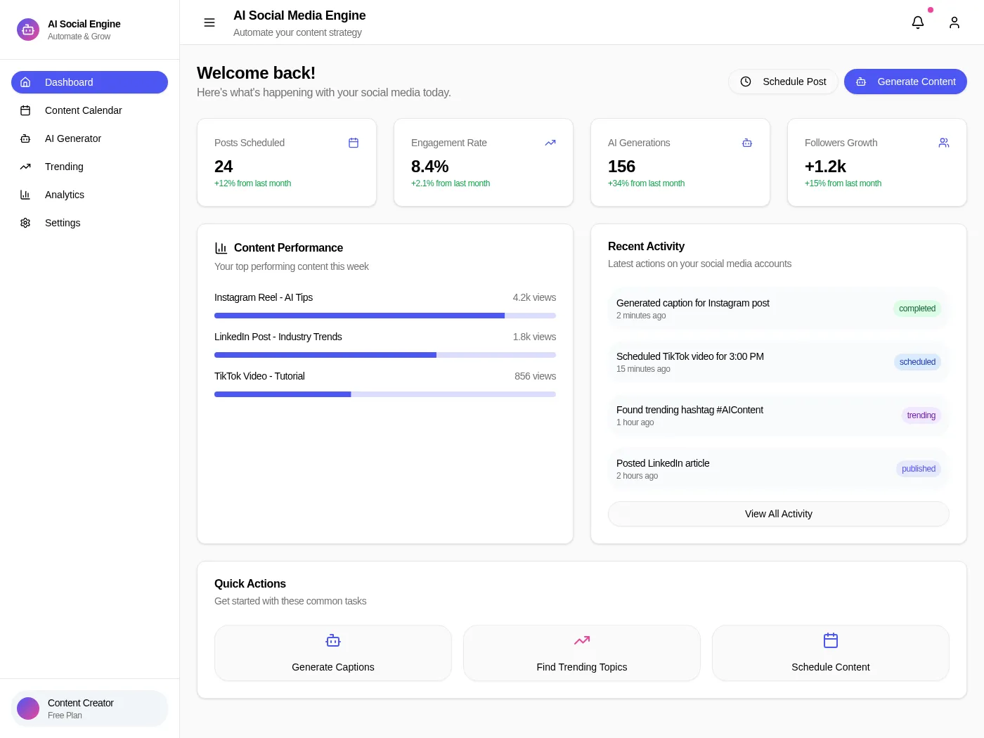 AI Social Media Automation & Scheduling Engine